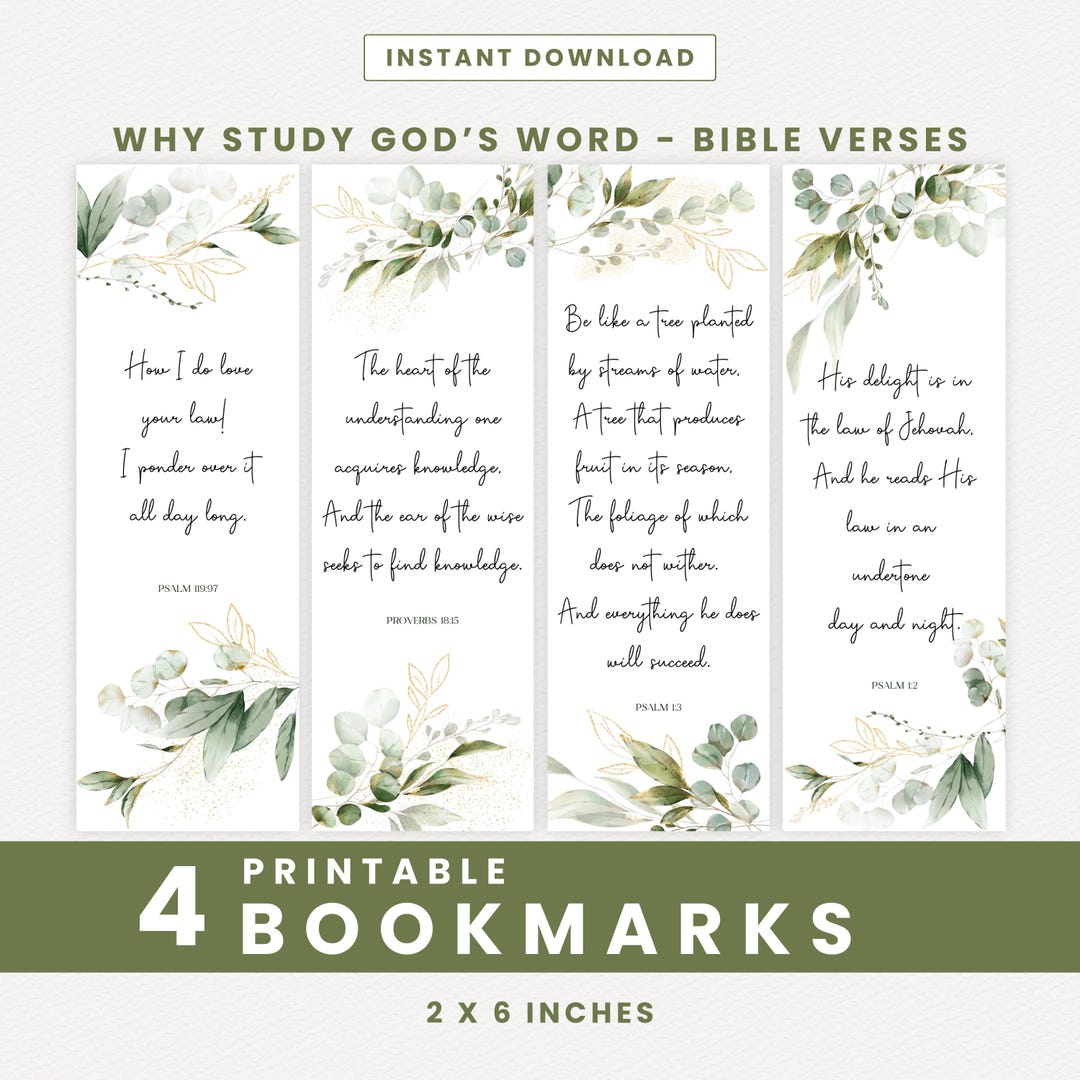 Why Study God's Word Printable Bookmarks Bible Verse Scripture ...