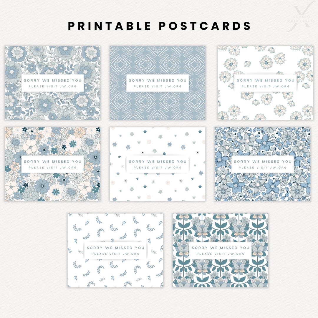 Sorry We Missed You Postcards, Printable Postcards, 8 Designs Set, JW ...