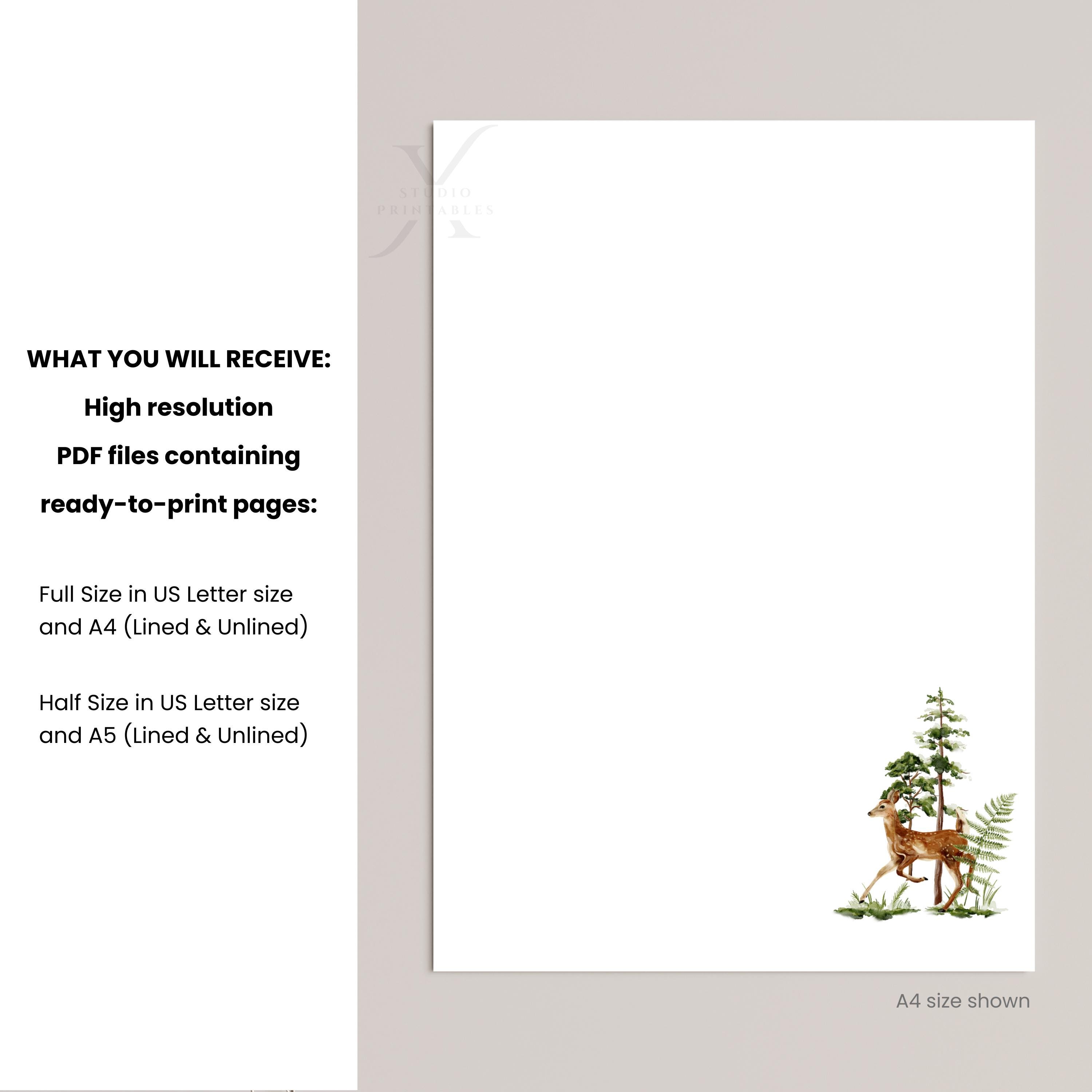 Forest Animals Letter Writing Printable Stationery Paper Lined and ...