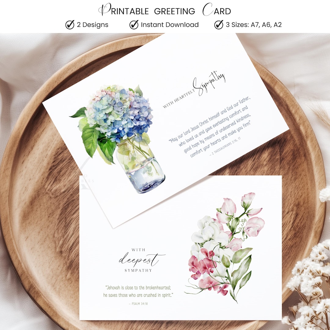 Sympathy Card Bible Verse Christian Printable Encouragement Card ...