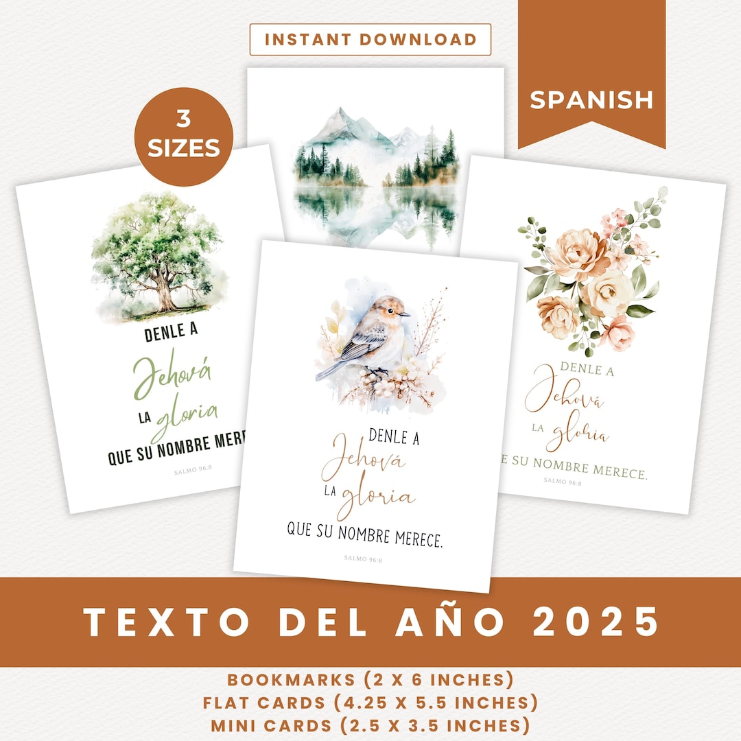 Spanish - 2025 JW Year Text, Psalm 96:8, Printable Bookmarks, Greeting ...