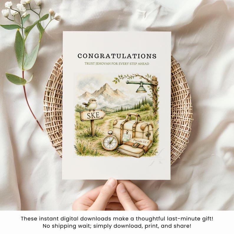 JW SKE Congratulations Card Printable Proverbs 3:5, 6 Digital Download ...