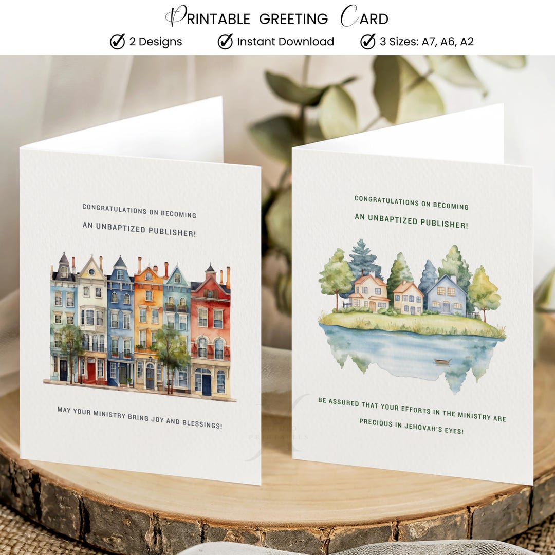 JW Unbaptized Publisher Card Printable Congratulations Card JW Ministry ...
