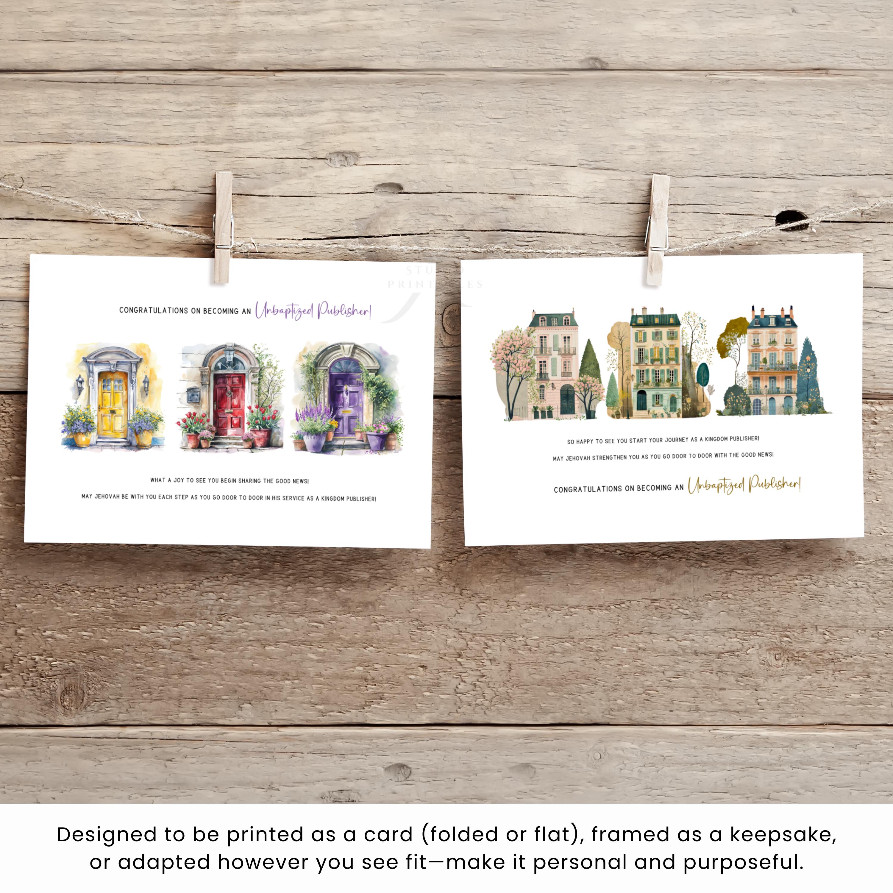 JW Unbaptized Publisher Card Printable Congratulations JW Encouragement ...