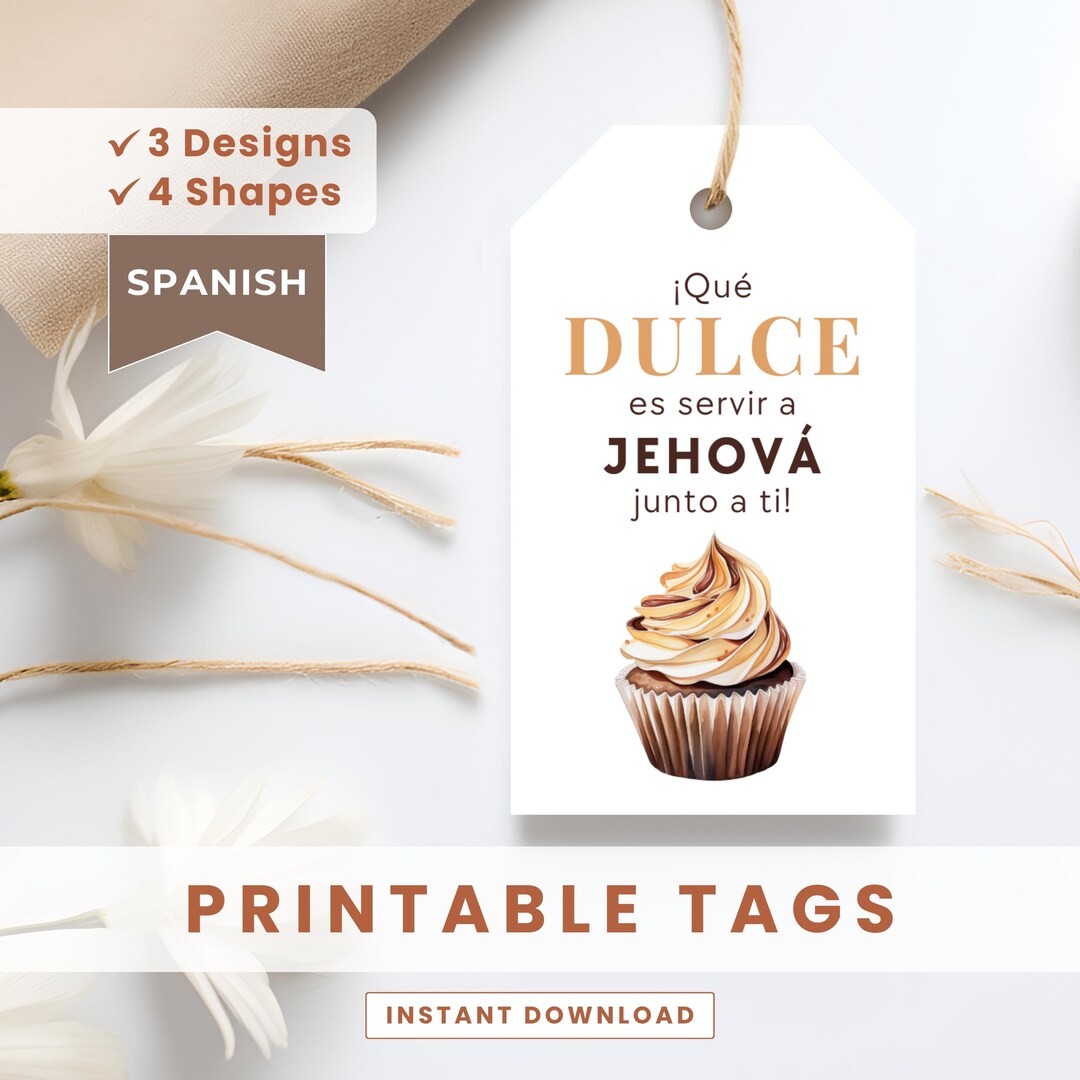 Spanish JW Gift Tags Printable, Dessert Labels Favor Tags Snack Treat ...