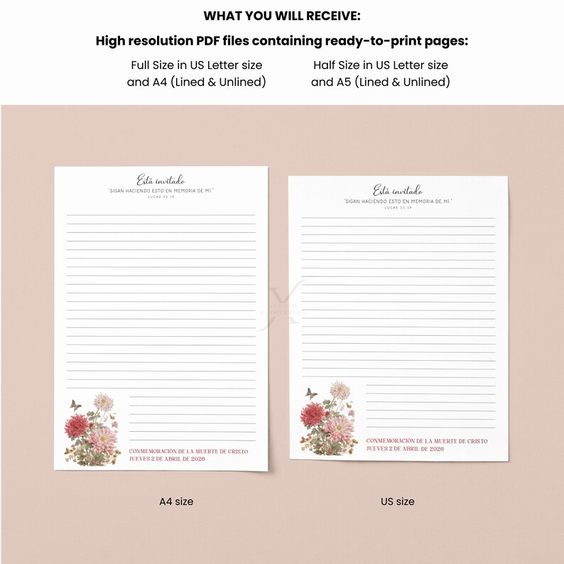 Spanish Memorial 2026 Letter Writing Stationery (digital Download ...