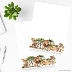 Safari Animal Stationery Printable Letter Writing Paper Lined Unlined ...