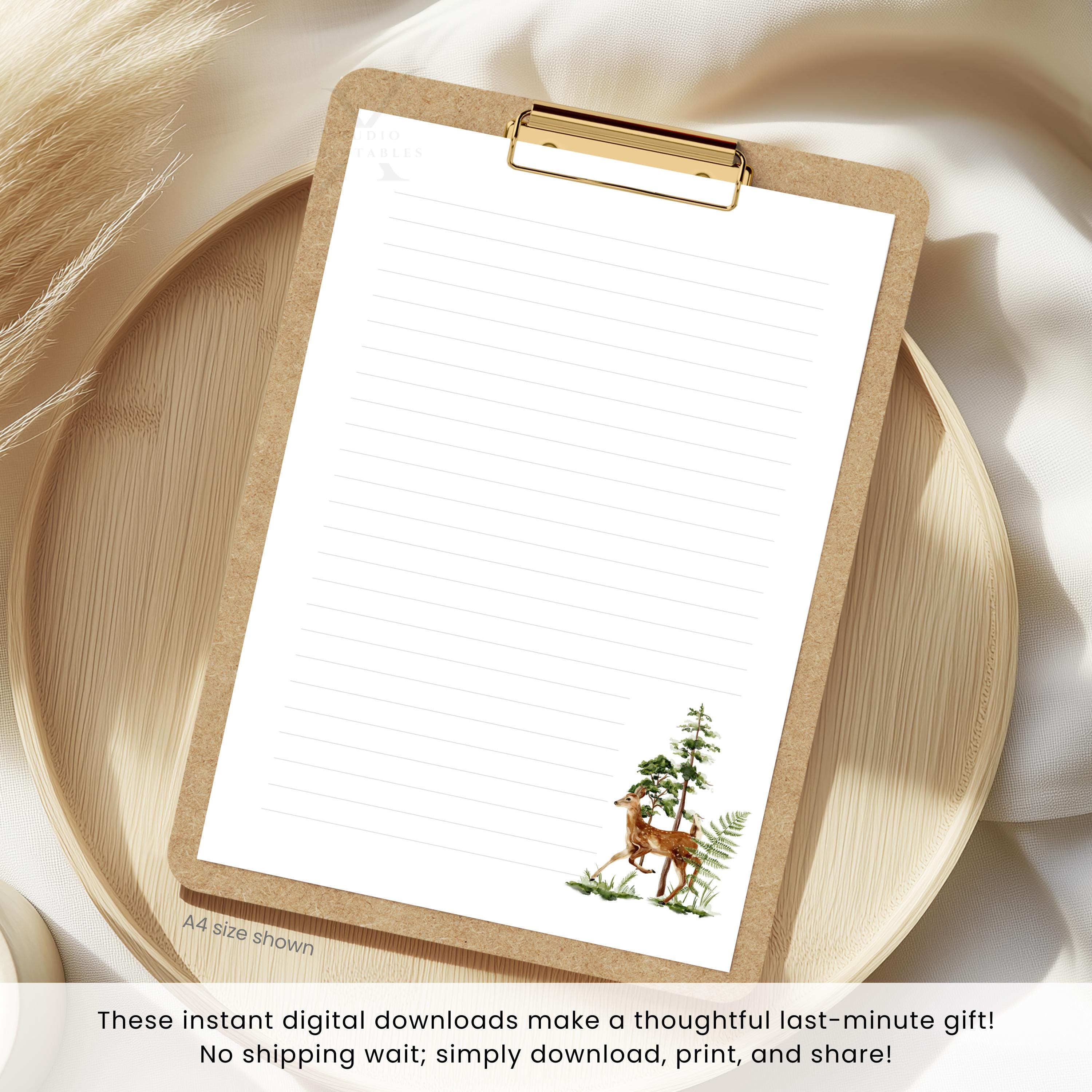 Forest Animals Letter Writing Printable Stationery Paper Lined and ...