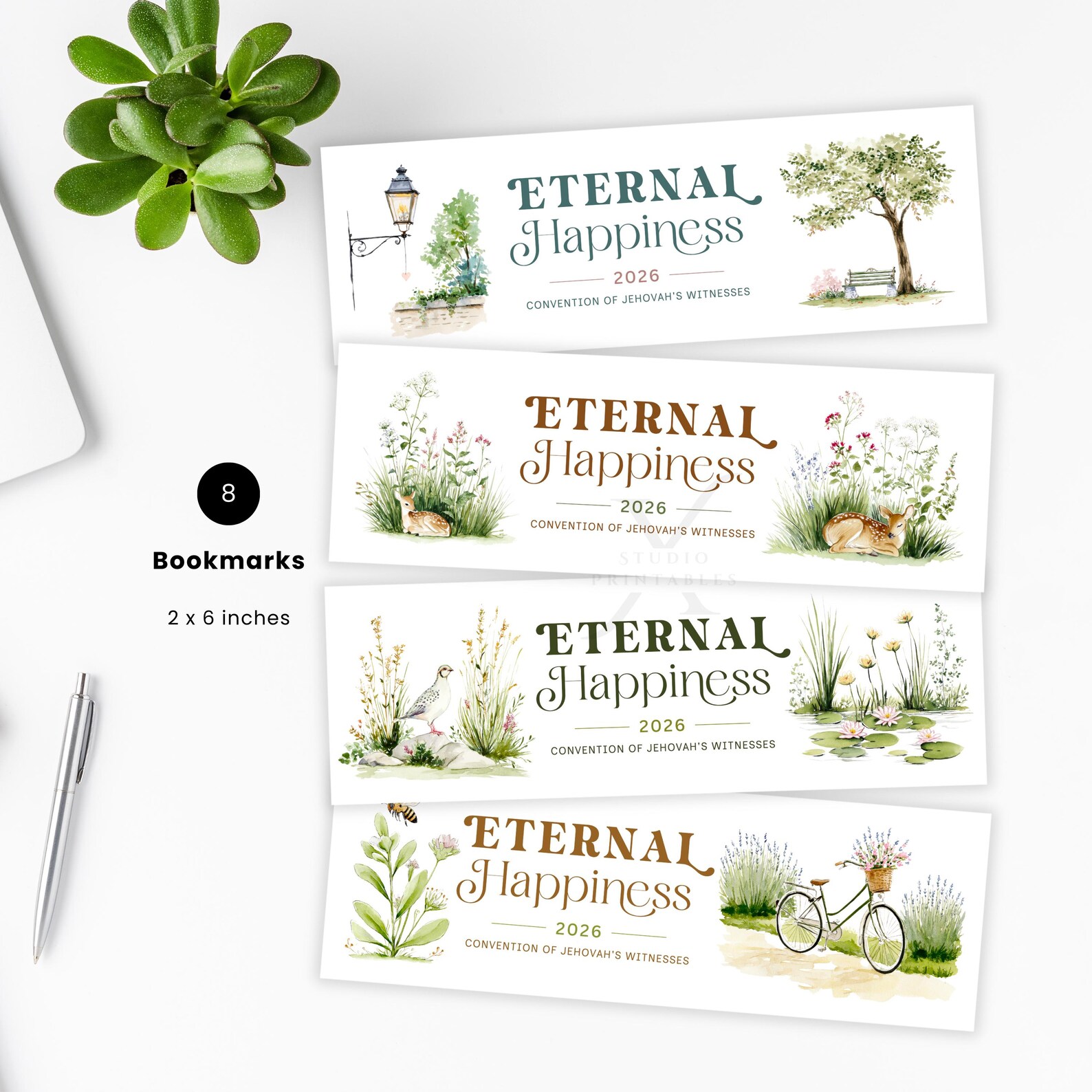 JW 2026 Eternal Happiness Convention Bookmarks Printable Nature ...