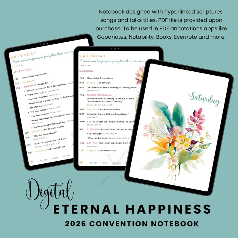 Tropical Floral JW 2026 Convention Digital Notebook or Printable PDF ...