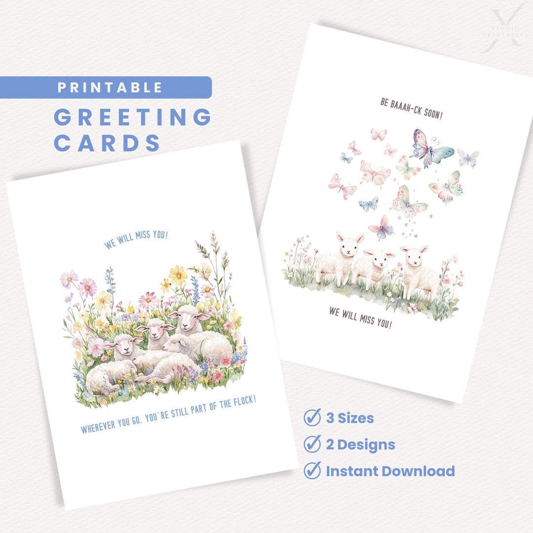Goodbye Card Sheep | Spring | Printable | Farewell Card | Moving Away ...