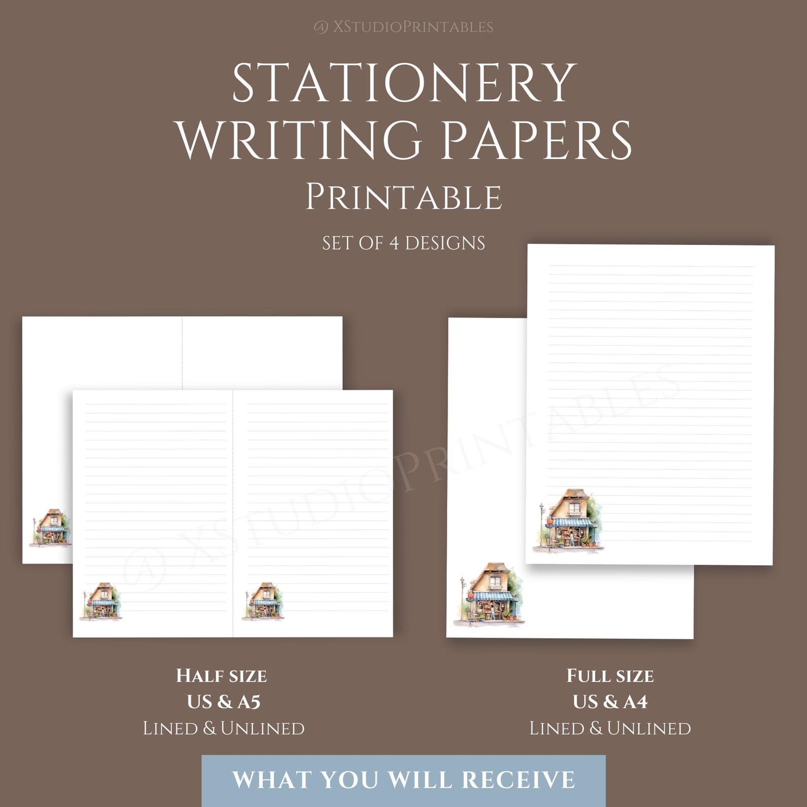 Coffee Shops Letter Writing Paper Writing Set Printable Stationery PDF ...