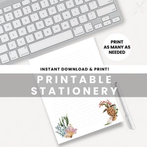 Underwater Animals Letter Writing Printable Stationery Paper Lined and ...