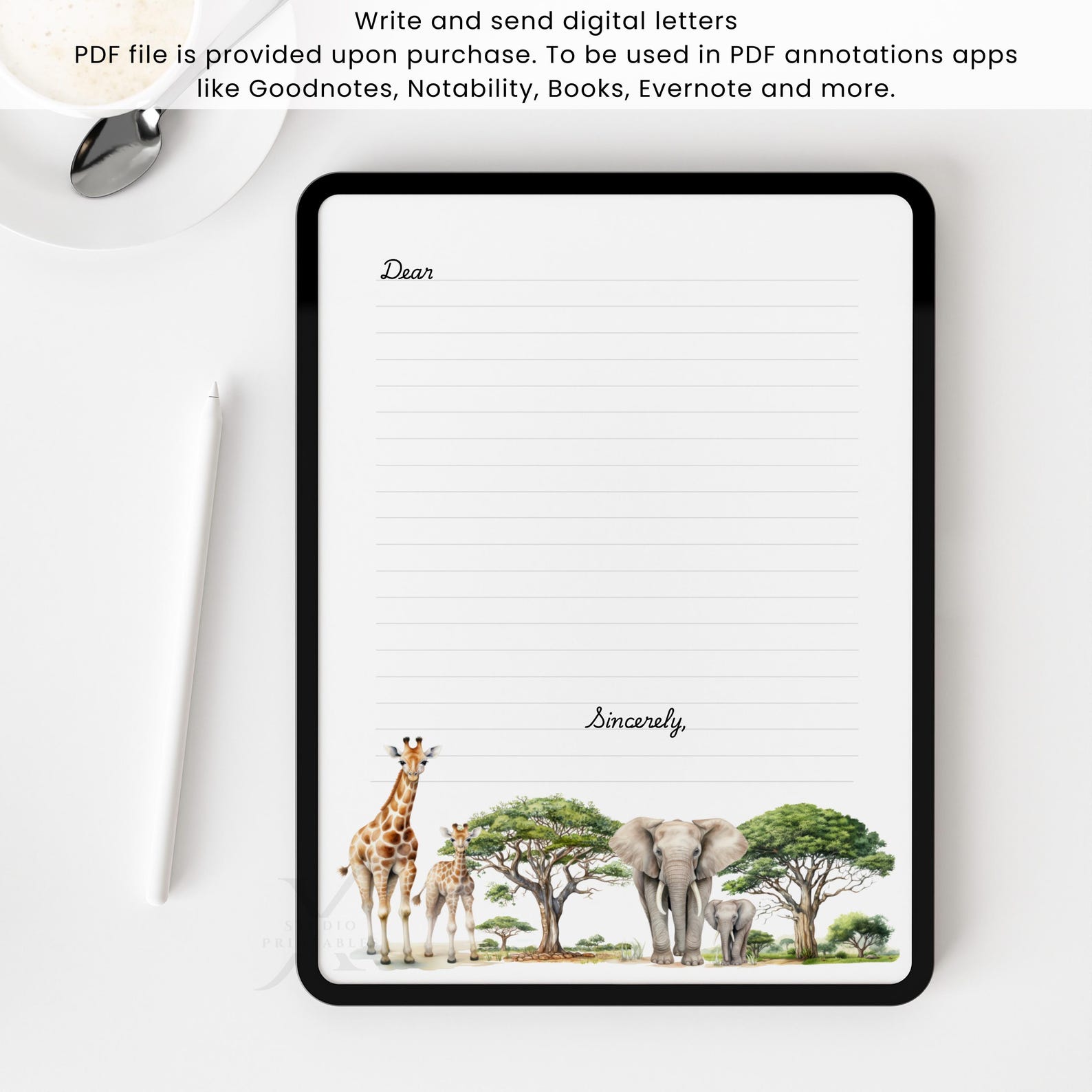 Safari Animals Letter Writing Printable Stationery Paper Lined and ...