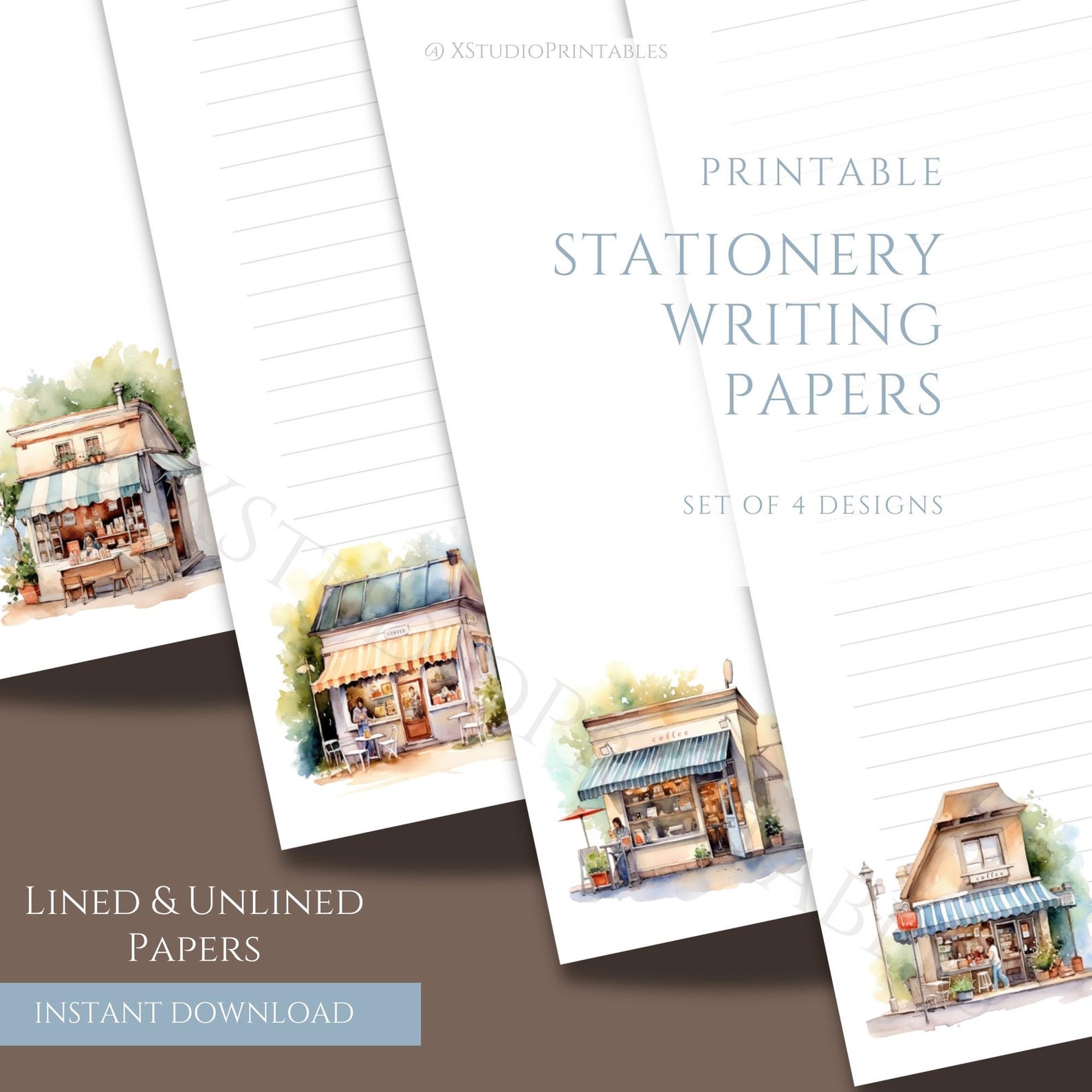Coffee Shops Letter Writing Paper Writing Set Printable Stationery PDF ...