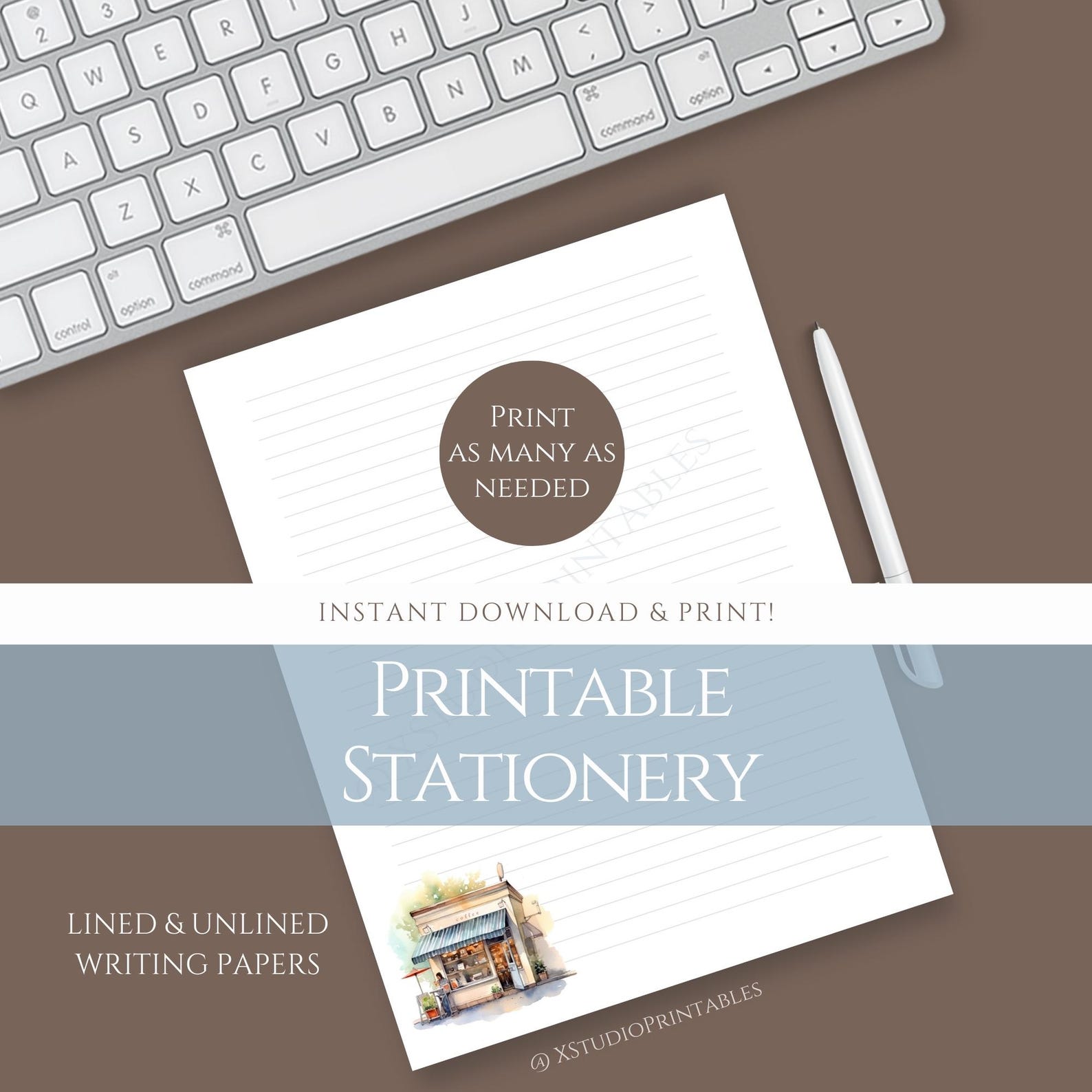 Coffee Shops Letter Writing Paper Writing Set Printable Stationery PDF ...