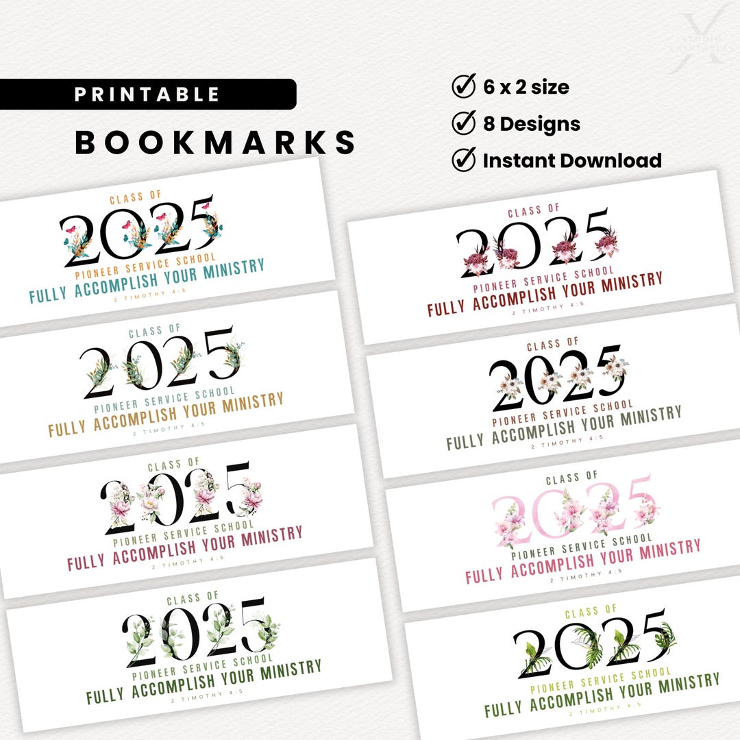 Bookmarks for Pioneers JW Pioneer School 2025 Bookmarks Printable ...