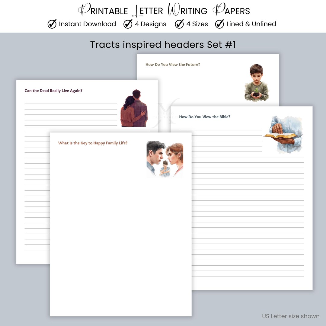 JW Tracts Inspired Letter Writing Papers #1 Printable Stationery Set of ...