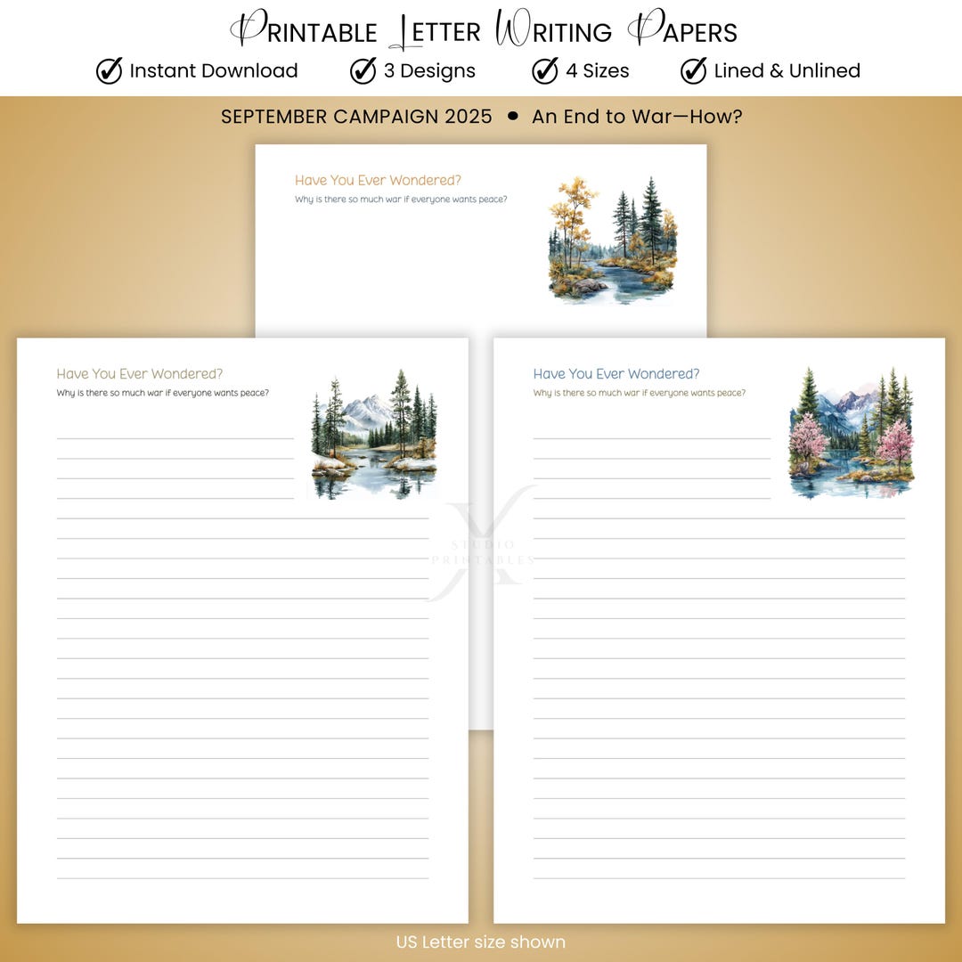 JW Letter Writing an End to War Papers Template Printable Stationery ...