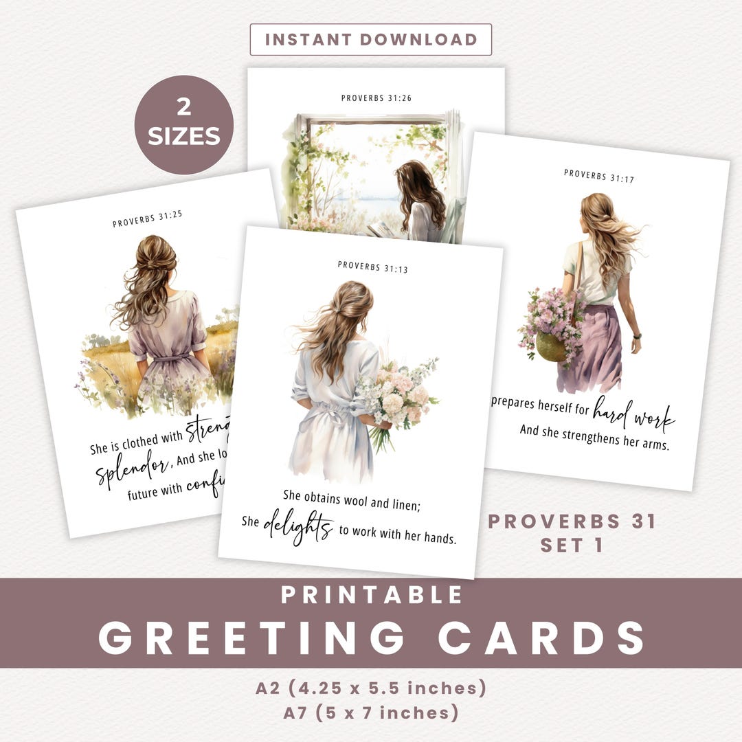 Proverbs 31 Christian Women Scriptures, Printable Bible Verse Card ...
