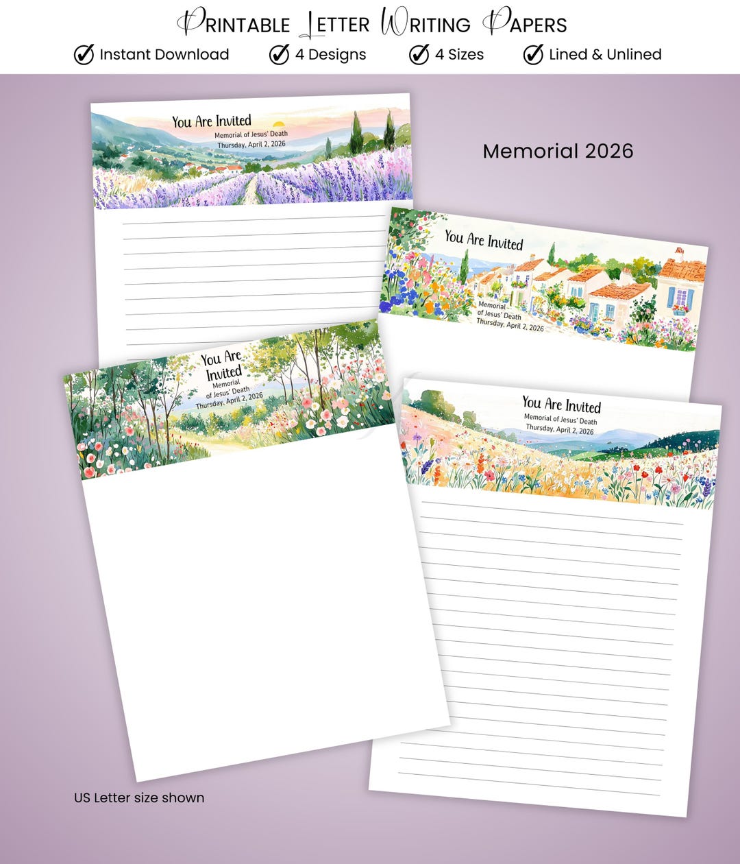 JW Memorial 2026 Printable Letter Writing Paper You Are Invited ...
