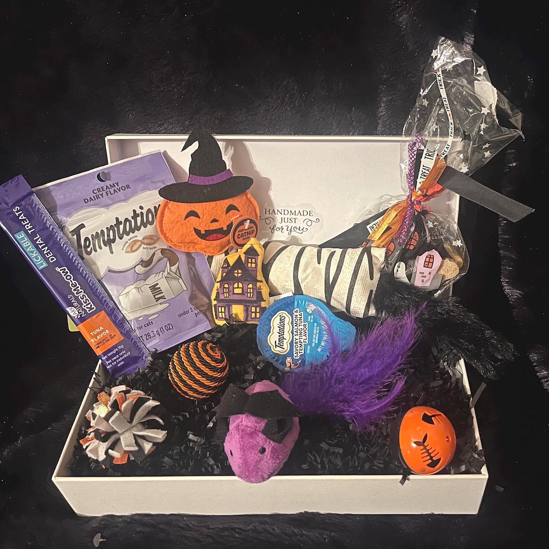 Cat Halloween Gift Basket Cat Boo Box-halloween Kitty Karton Pet Happy ...