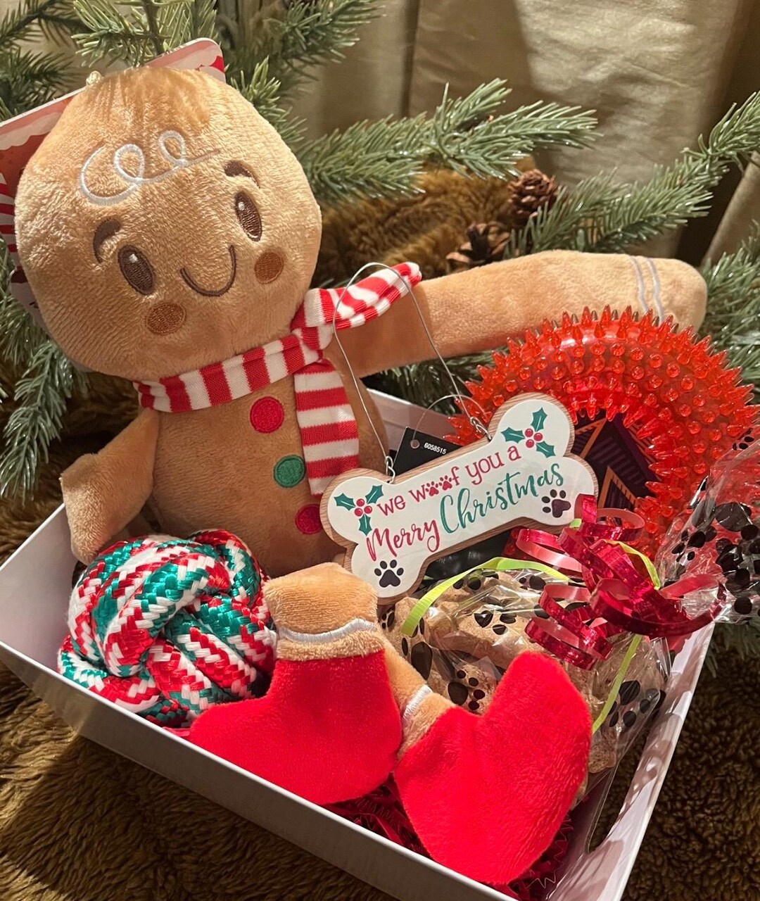 Dog Christmas Gift Basket Pet Lover Dog Mom Gift Box, Dog Gift , Red ...