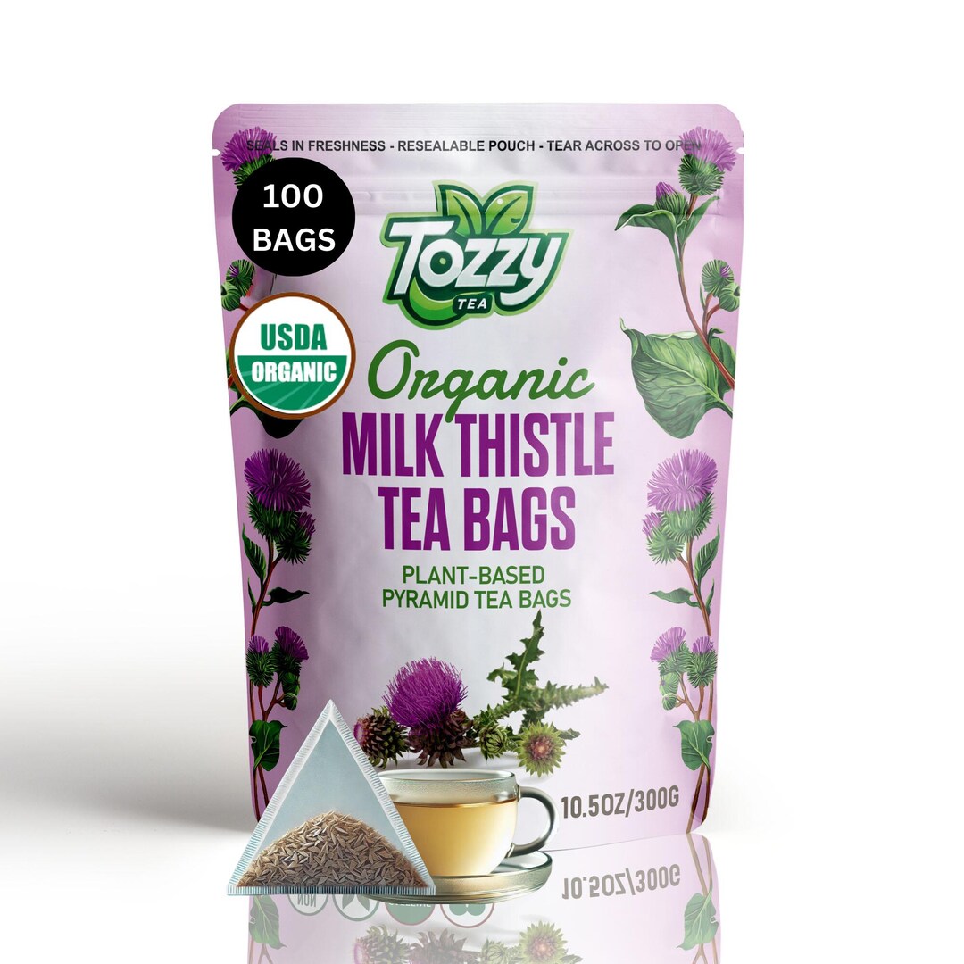 USDA Organic Milk Thistle Tea 100 Count pyramid Tea Bags Liver Support ...