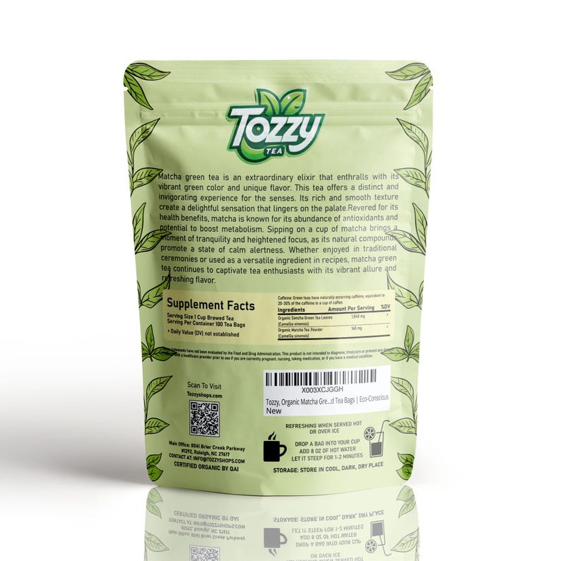 Organic Matcha Green Tea Bags - 100 Count, Pyramid Plant-based Bags - Etsy