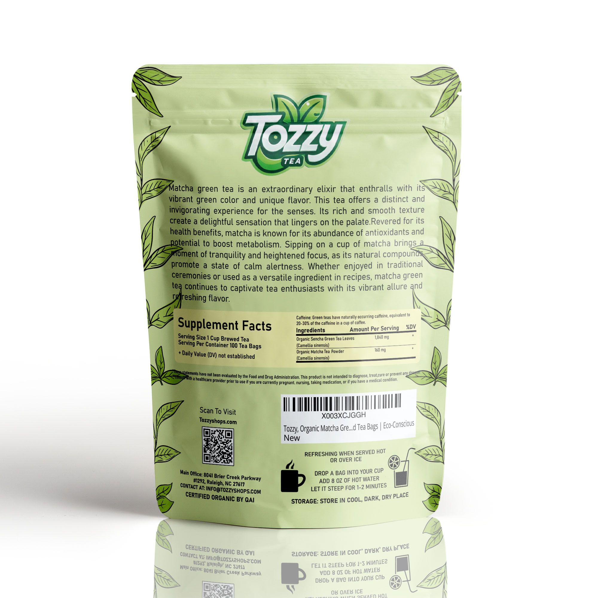 Organic Matcha Green Tea Bags - 100 Count, Pyramid Plant-based Bags - Etsy