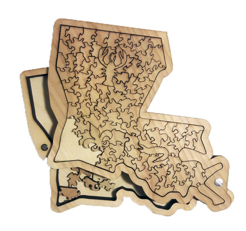 State of Louisiana Wooden Jigsaw Puzzle With Box - Etsy