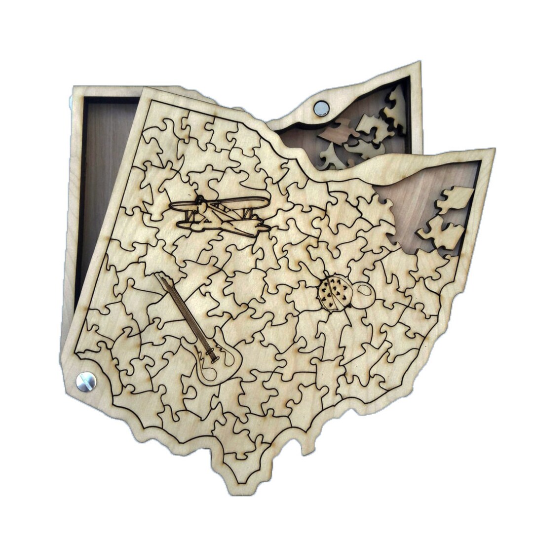 State of Ohio Wooden Jigsaw Puzzle With Box - Etsy