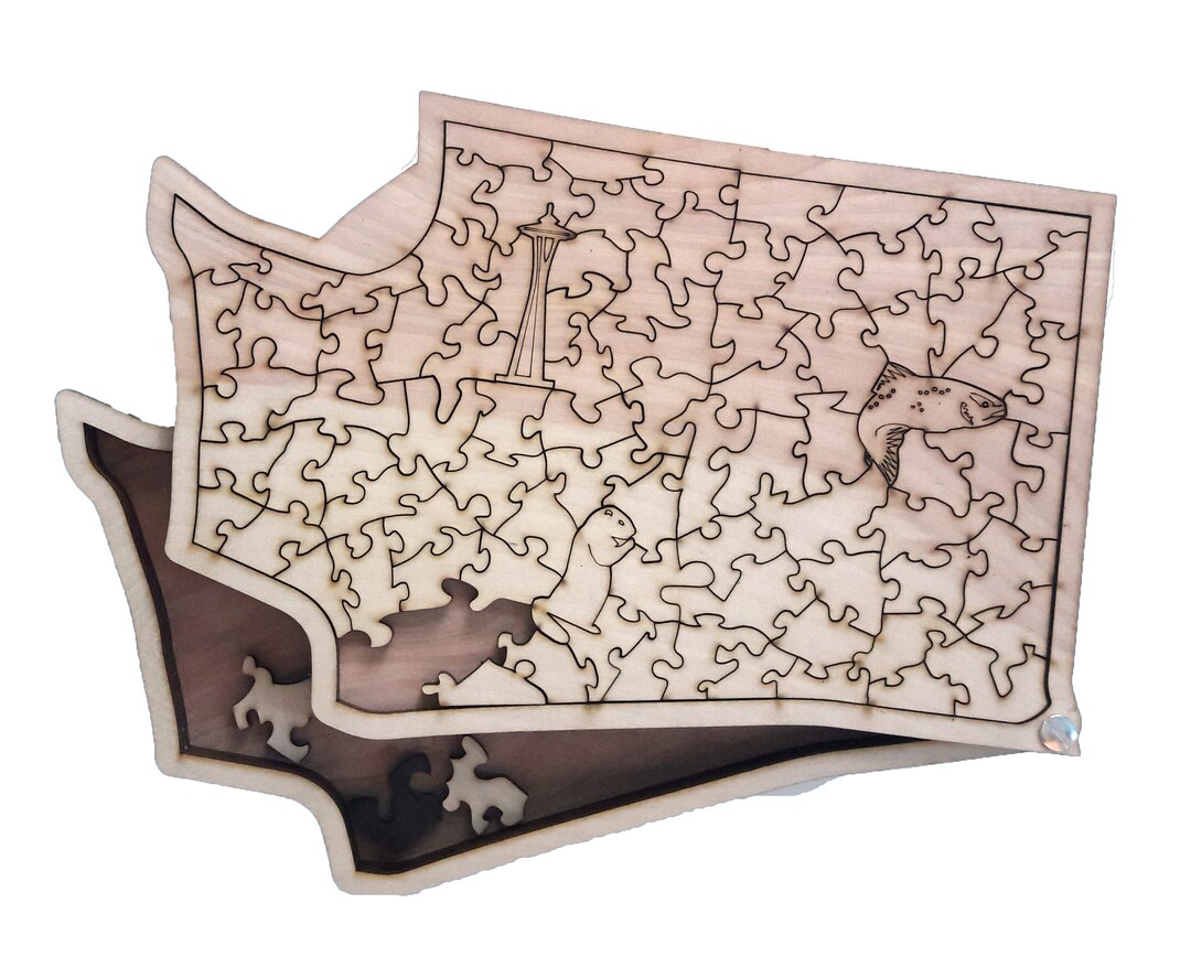 State of Washington Wooden Jigsaw Puzzle With Box - Etsy
