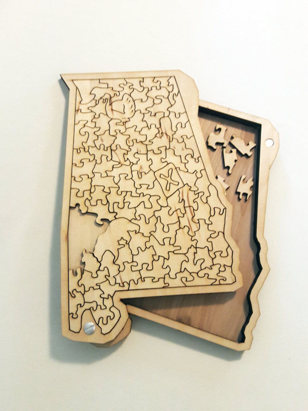 State of Alabama Wooden Jigsaw Puzzle With Box - Etsy