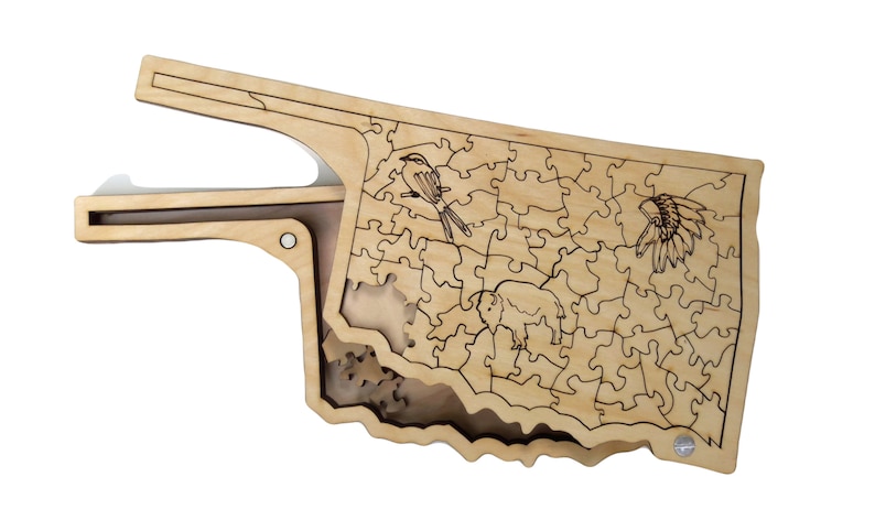 State of Oklahoma Wooden Jigsaw Puzzle With Box - Etsy