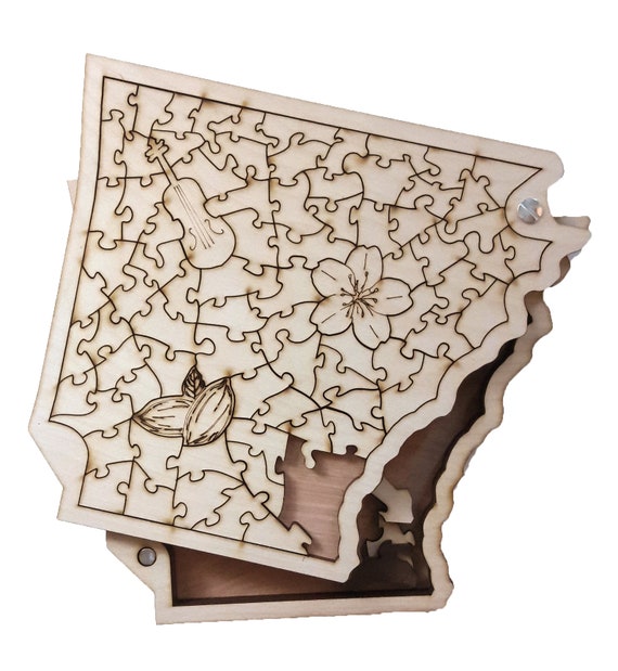 State of Arkansas wooden jigsaw puzzle with box | Etsy