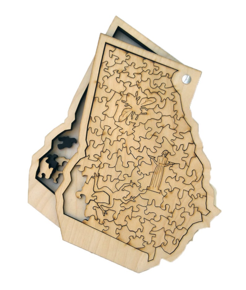 State of Georgia Wooden Jigsaw Puzzle With Box - Etsy