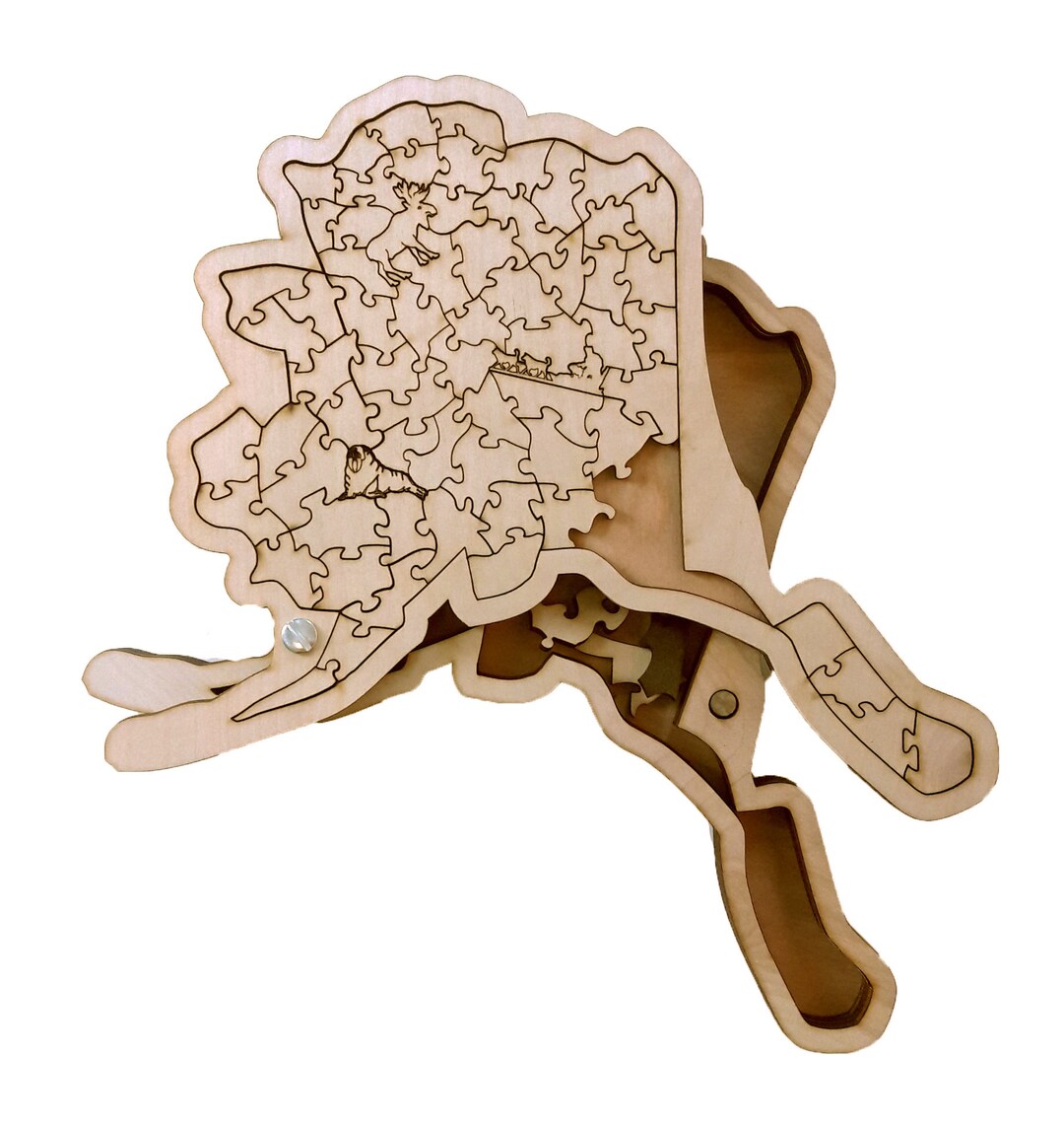 State of Alaska Wooden Jigsaw Puzzle With Box - Etsy