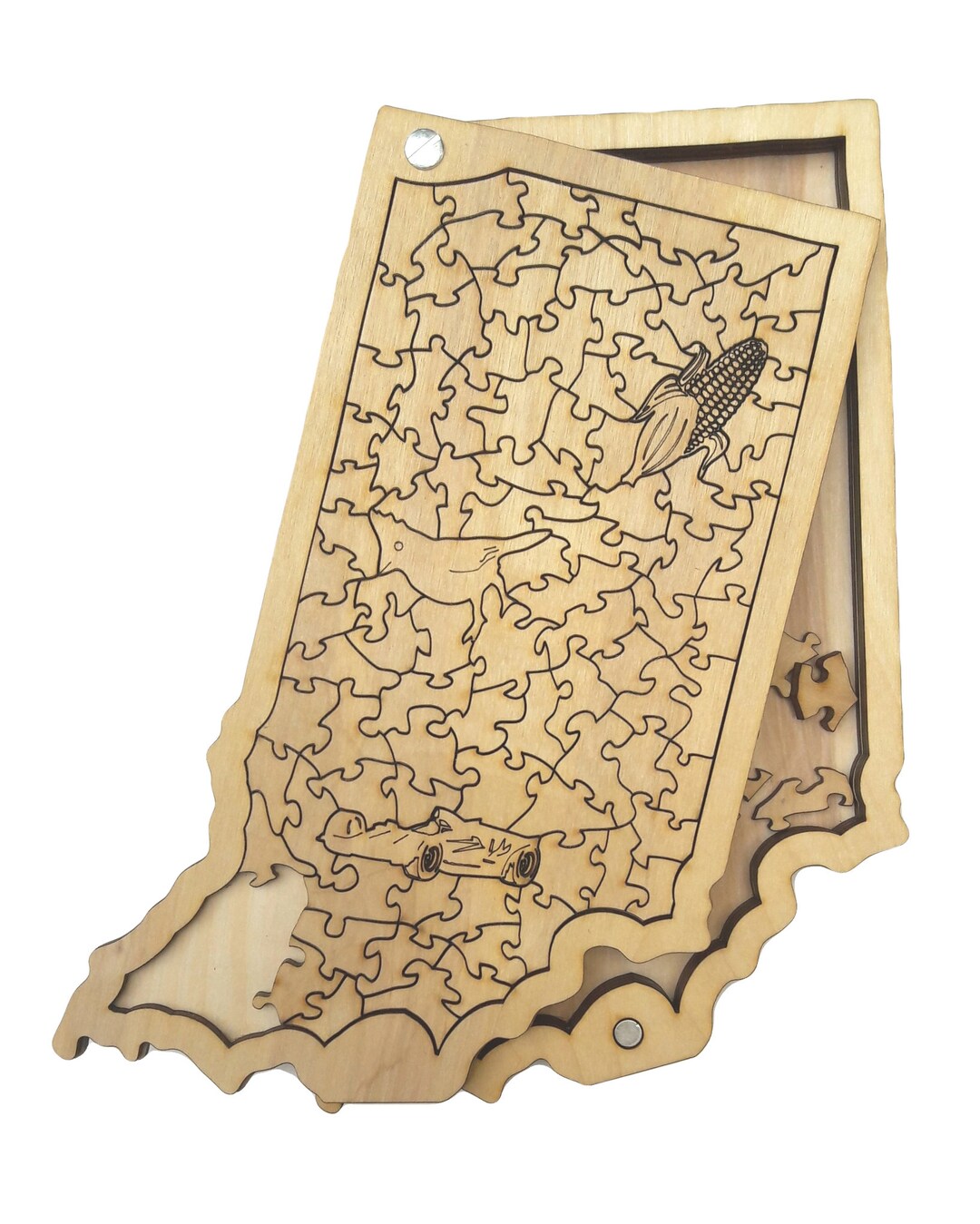 State of Indiana Wooden Jigsaw Puzzle With Box - Etsy