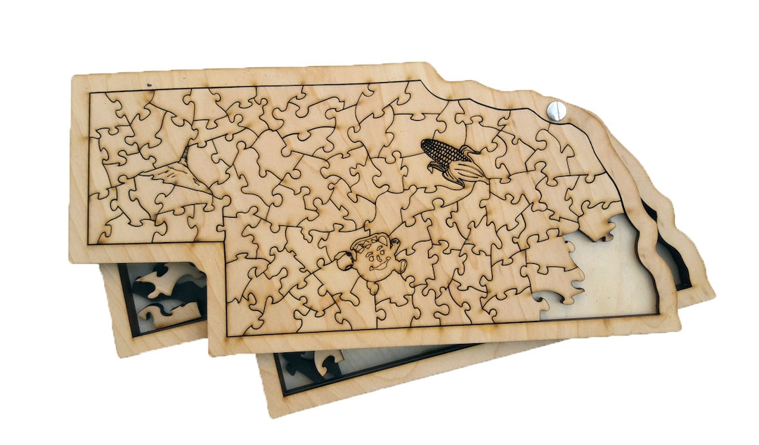 State of Nebraska Wooden Jigsaw Puzzle With Box - Etsy
