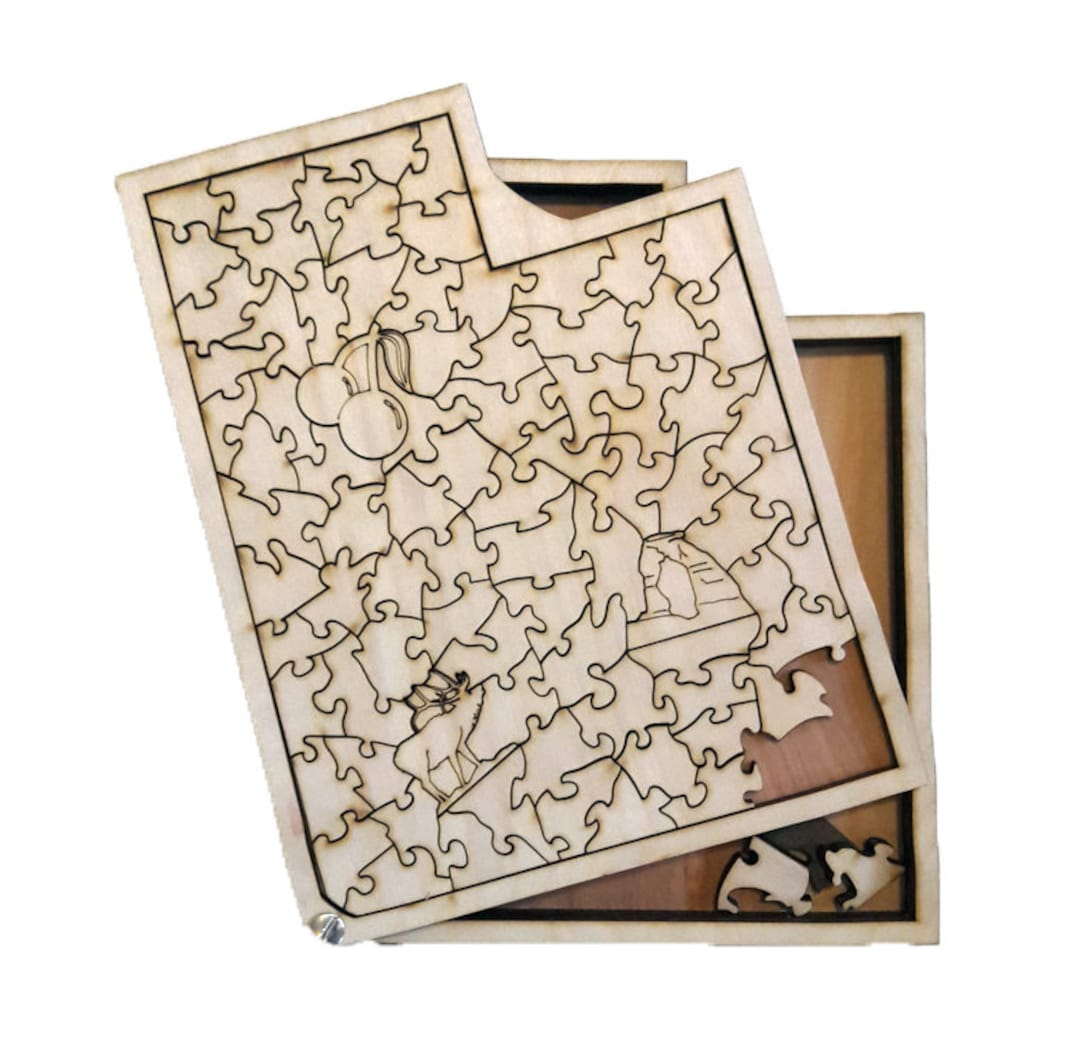 State of Utah Wooden Jigsaw Puzzle With Box - Etsy