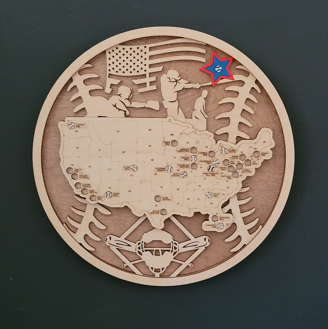 Baseball Stadiums Layered Map Tracker. MLB - Etsy