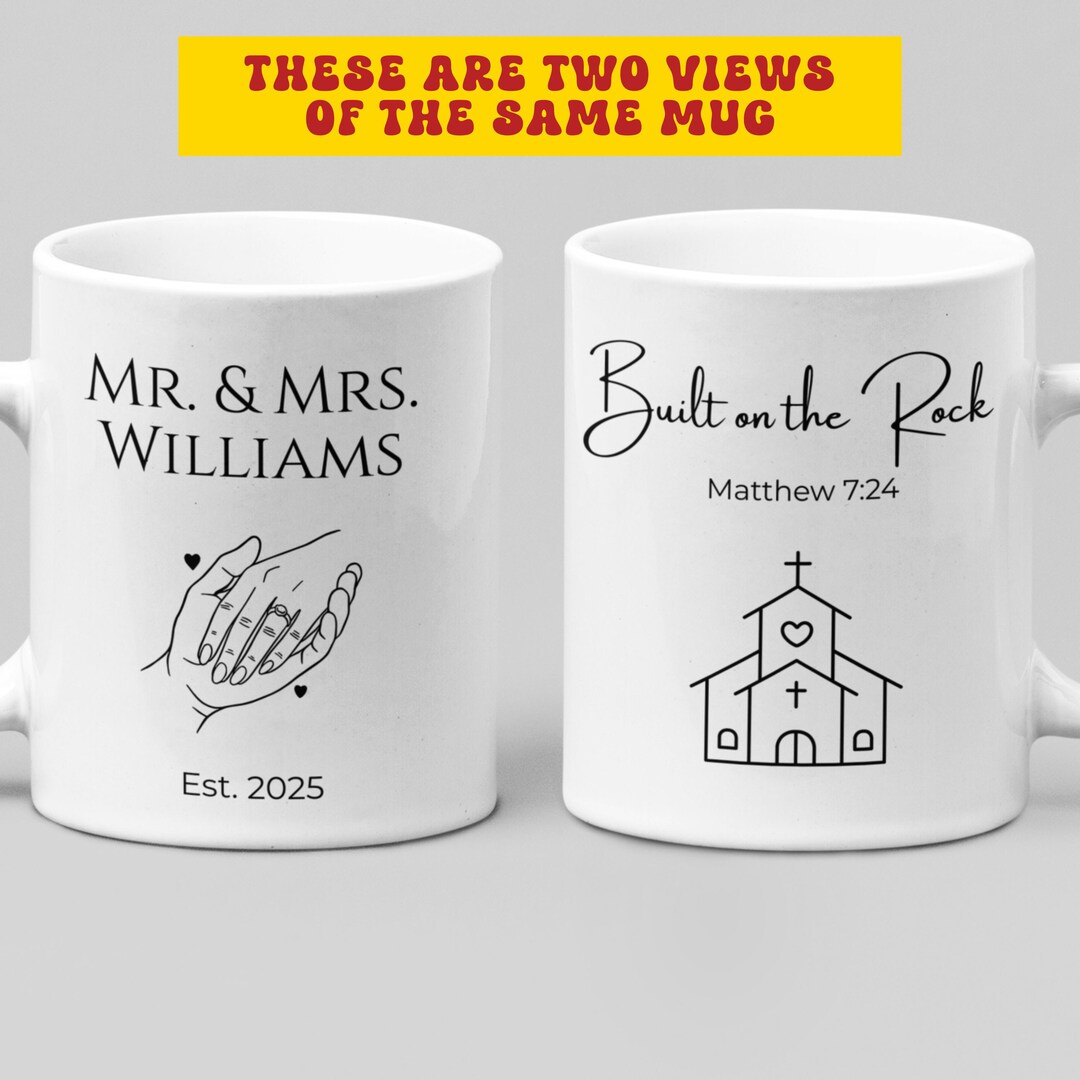 Personalized Christian Wedding Mug, Mr and Mrs Williams Est. 2025 ...