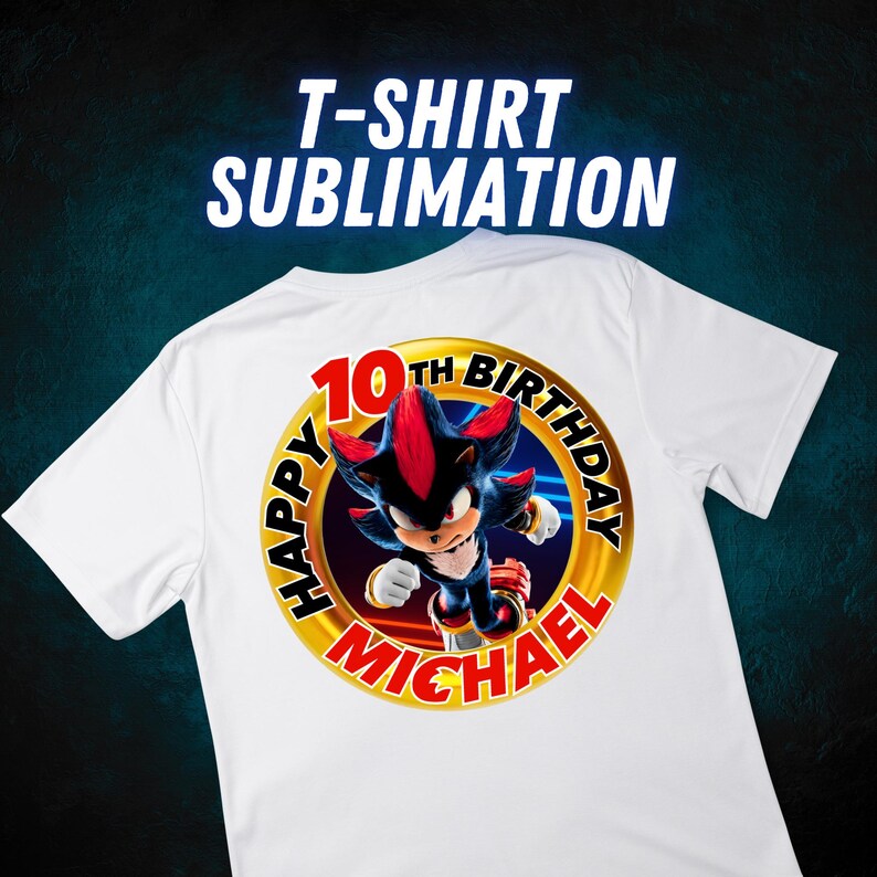 Shadow Birthday PNG Sonic Themed Bday Party Editable Tshirt Sublimation ...