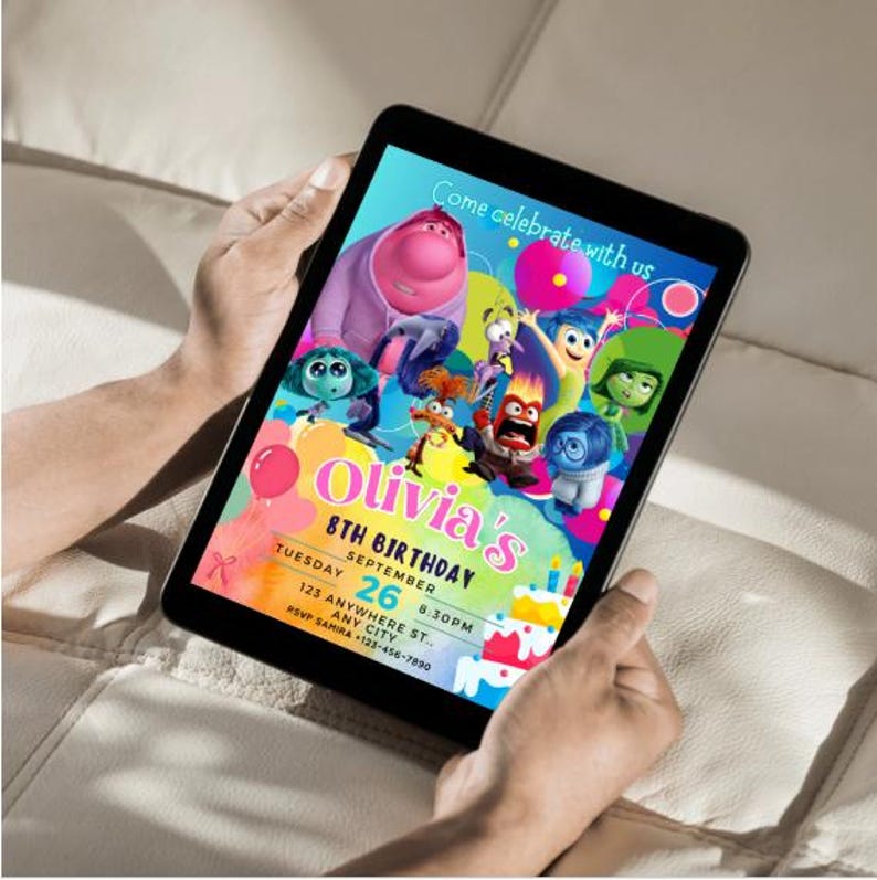 Inside Out Birthday Invitation Editable Template Colorful Girl Party ...