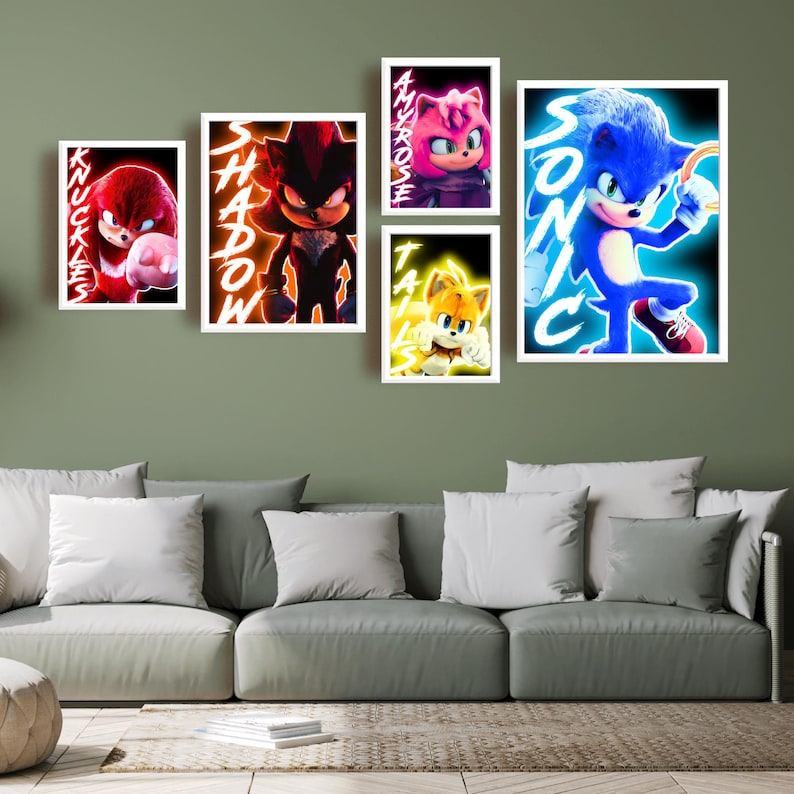 Sonic the Hedgehog Wall Art Printable Poster Bundle PNG Digital Kids ...