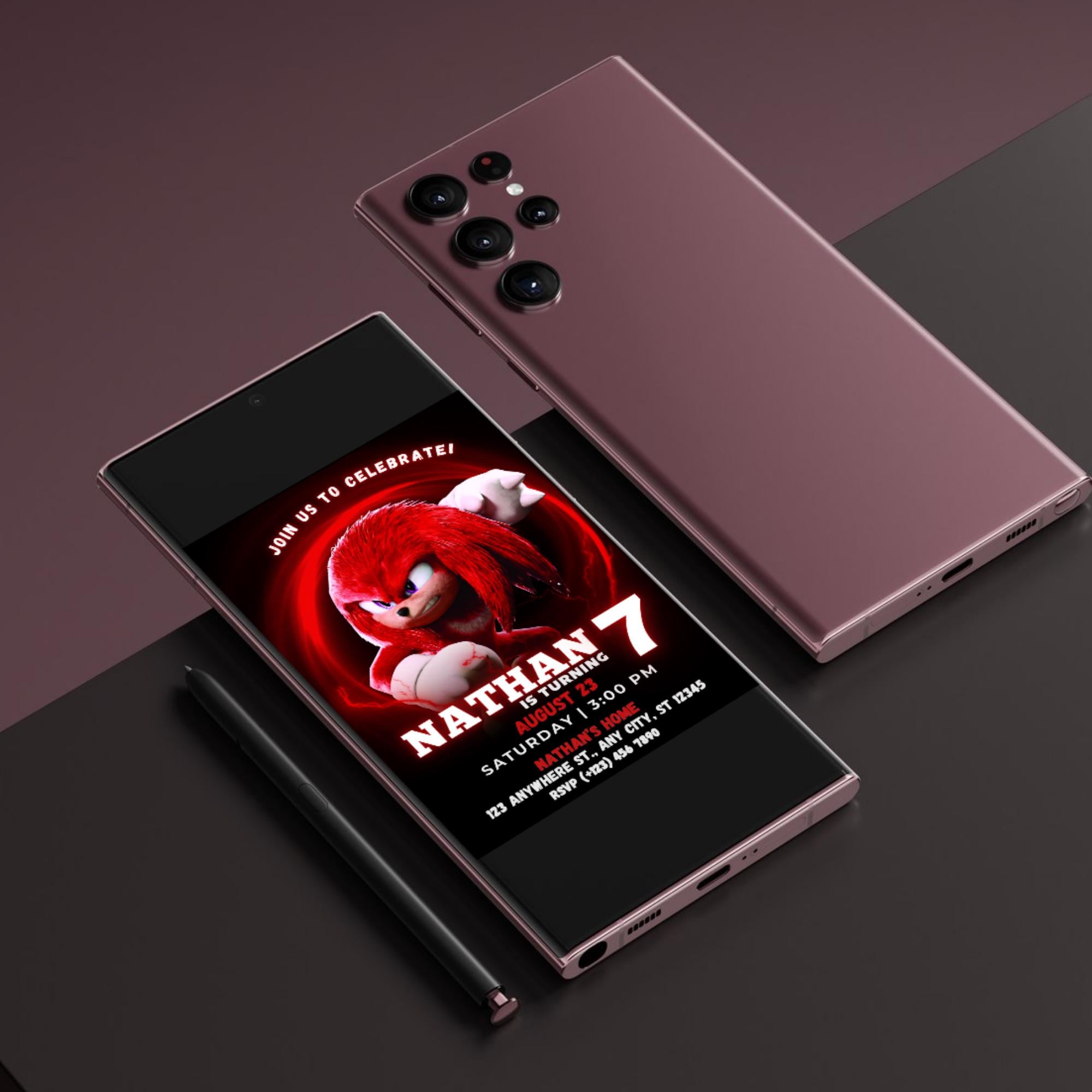 Knuckles Birthday Invitation Card, Canva Template, Sonic Theme Party ...