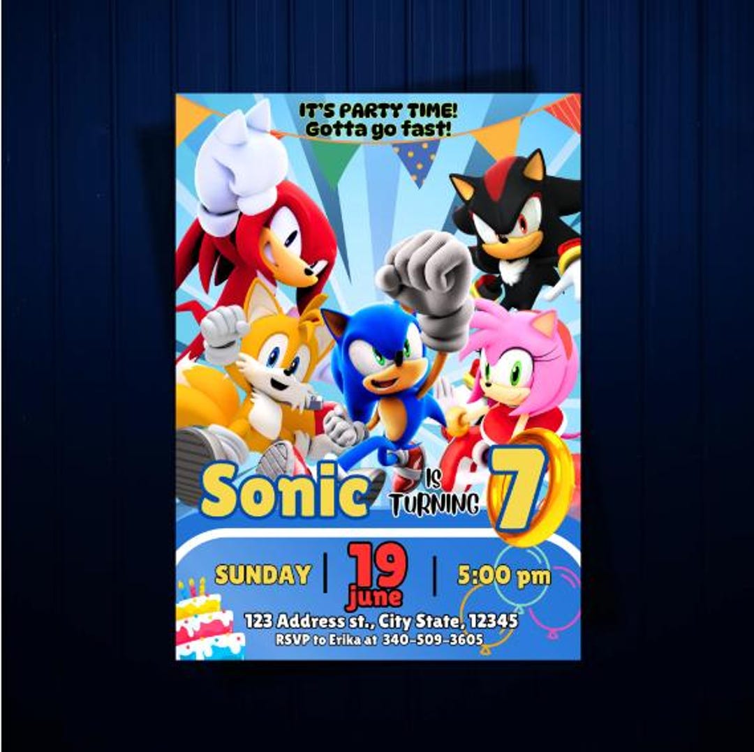 Editable Sonic Invitation, Sonic the Hedgehog Invitation, Editable ...