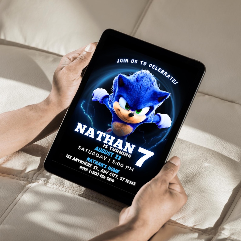 Editable Sonic the Hedgehog Birthday Invitation, Sonic Birthday ...