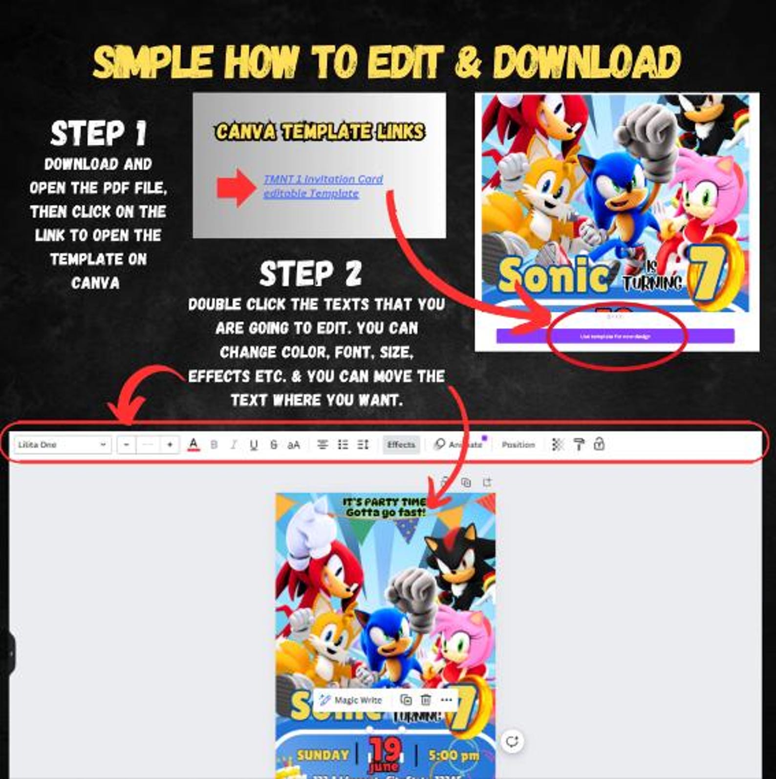 Editable Sonic Invitation, Sonic the Hedgehog Invitation, Editable ...